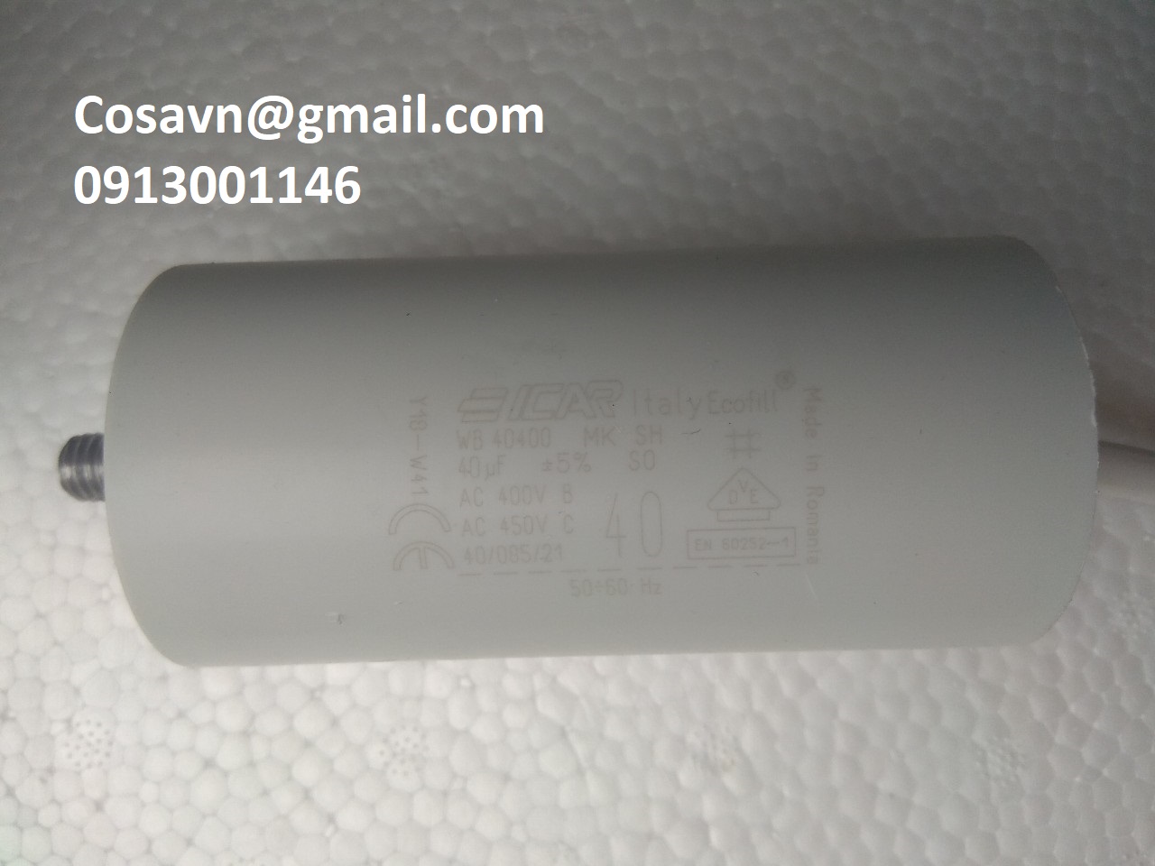 ICAR 40uF 450V Run Capacitor WB40400 Quick Connect Terminals WB40400 ...